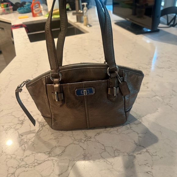 Coach | Bags | Coach Leather Purse Silver Metallic | Poshmark